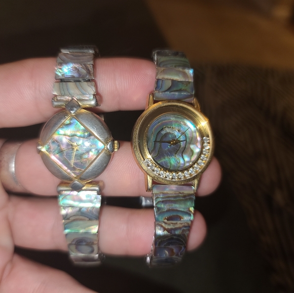 Gitano | Accessories | 2 Vintage Iridescent Abalone Wrist Watches ...